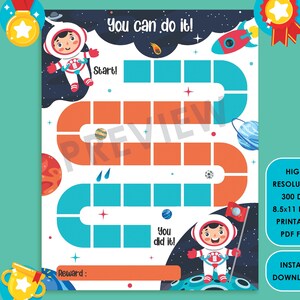 Printable Astronaut Reward Chart for Kids, Space-themed Behavior ...