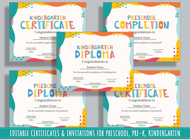 Diploma Certificate for Preschool and Elementary School Kids, 37 ...