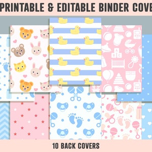 Baby Shower Binder Cover, 10 Printable/editable Binder Covers+spines ...