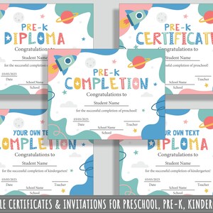 Customizable Preschool, Pre-k, and Kindergarten Graduation Diplomas ...