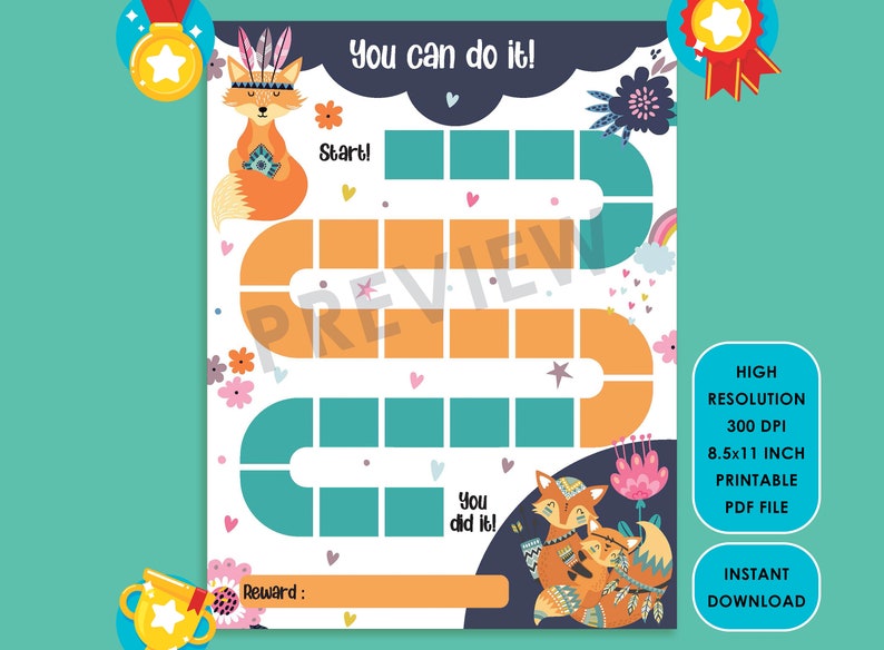 Printable Fox Reward Chart Owl Behavior Chart Girl Chore - Etsy