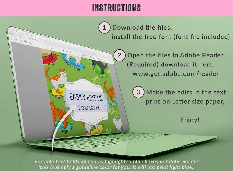 Cute Cats Binder Cover, 10 Printable/editable Binder Coversspines ...