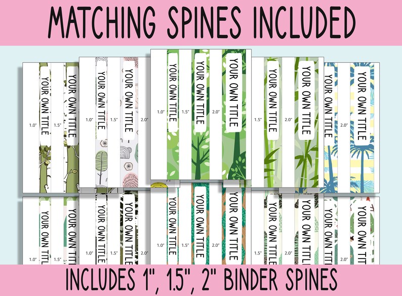 10 Editable Tree Binder Covers, Includes 1, 1.5, 2" Spines, Available ...