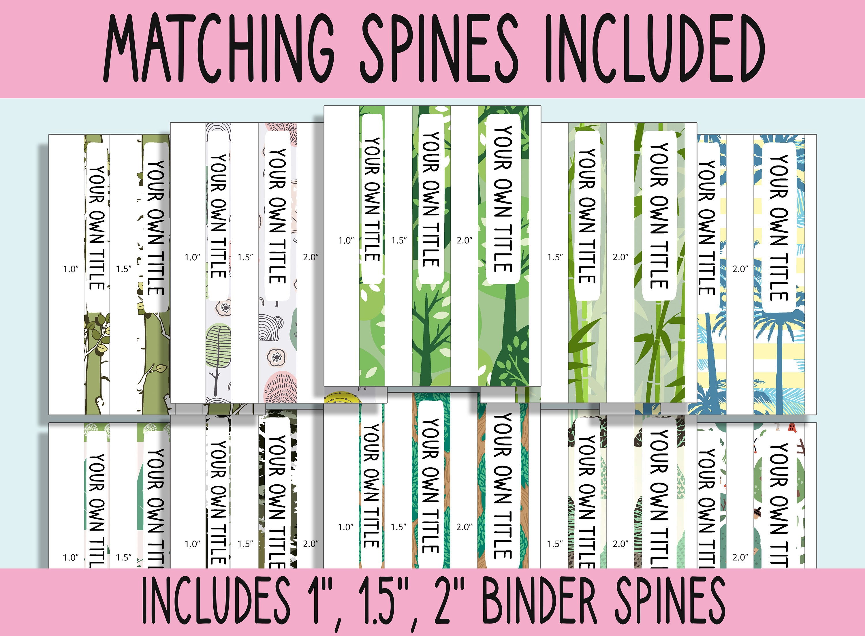 10 Editable Tree Binder Covers, Includes 1, 1.5, 2 Spines, Available in ...