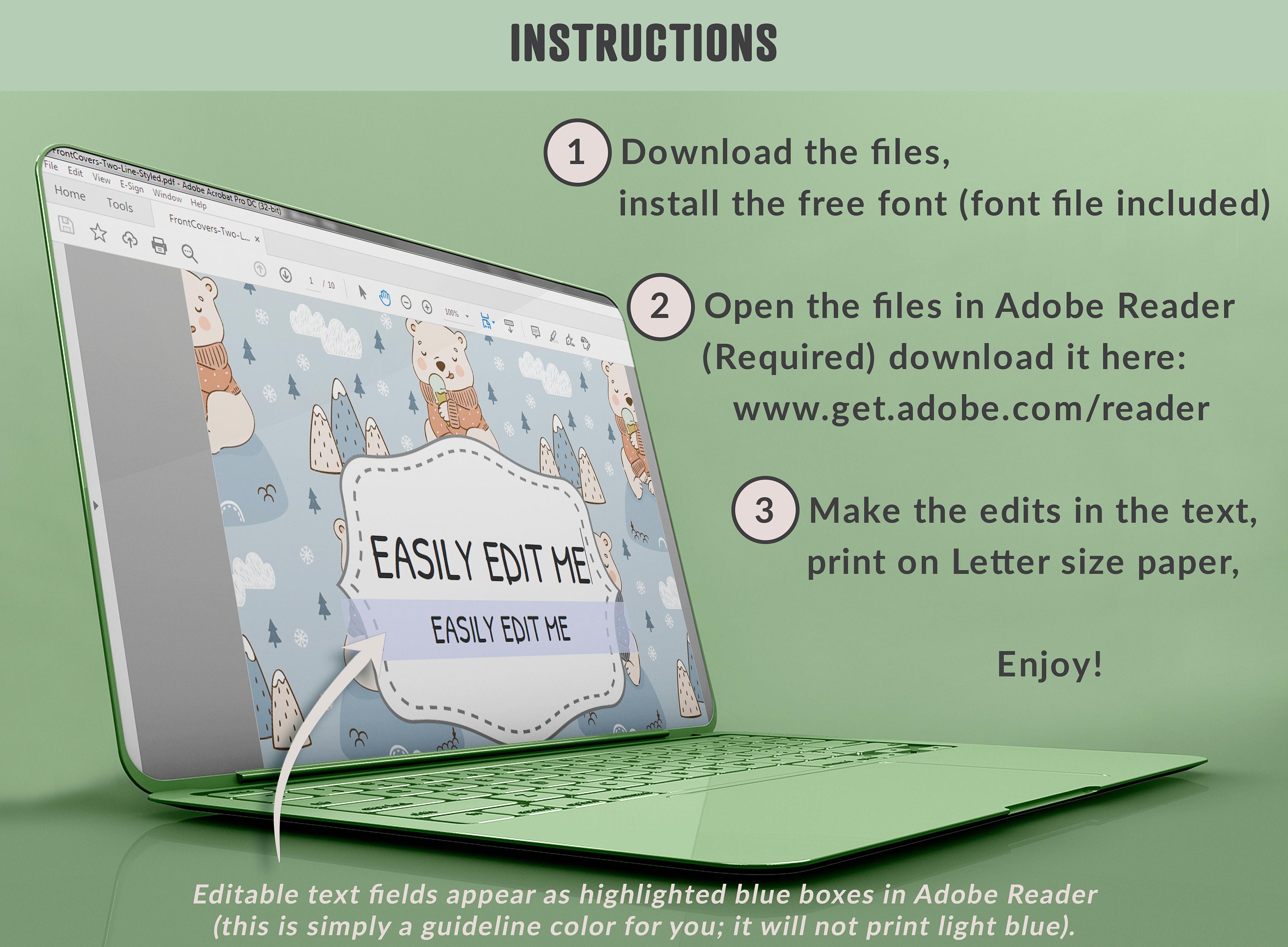 Animal Binder Cover, 10 Printable & Editable Coversspines, Binder ...