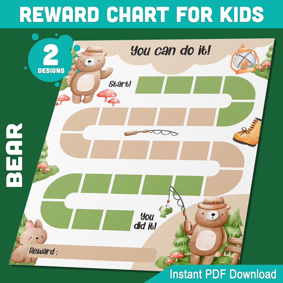 Printable Bear Reward Chart for Kids, Encouraging Positive Behavior ...