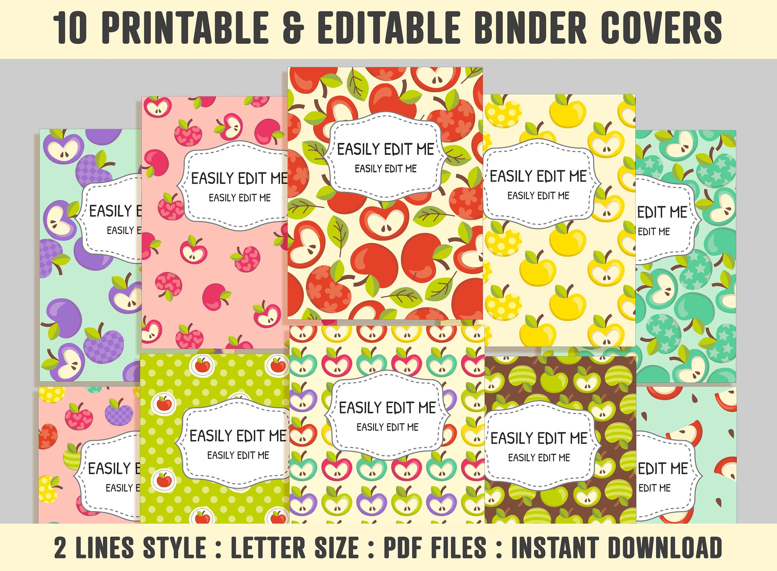 Editable Binder Covers 10 Printable & Editable Binder - Etsy