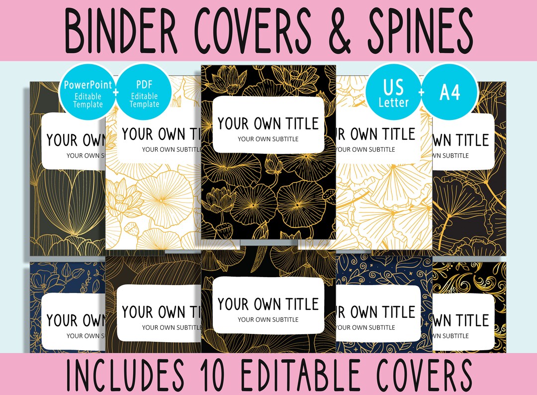 10 Editable Golden Botanical Binder Covers Includes 1 1.5 - Etsy