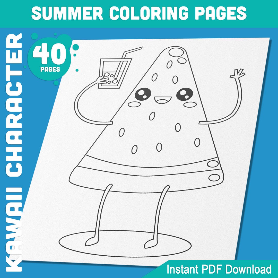Kawaii Summer Character Coloring Pages: 40 High-resolution Printable ...