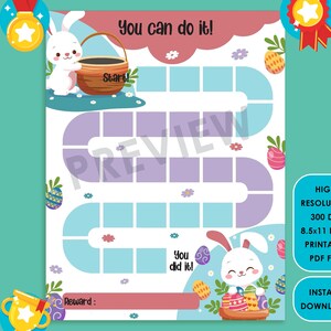 Printable Easter Bunny Reward Chart for Kids, Fun Easter Egg Hunt Chore ...