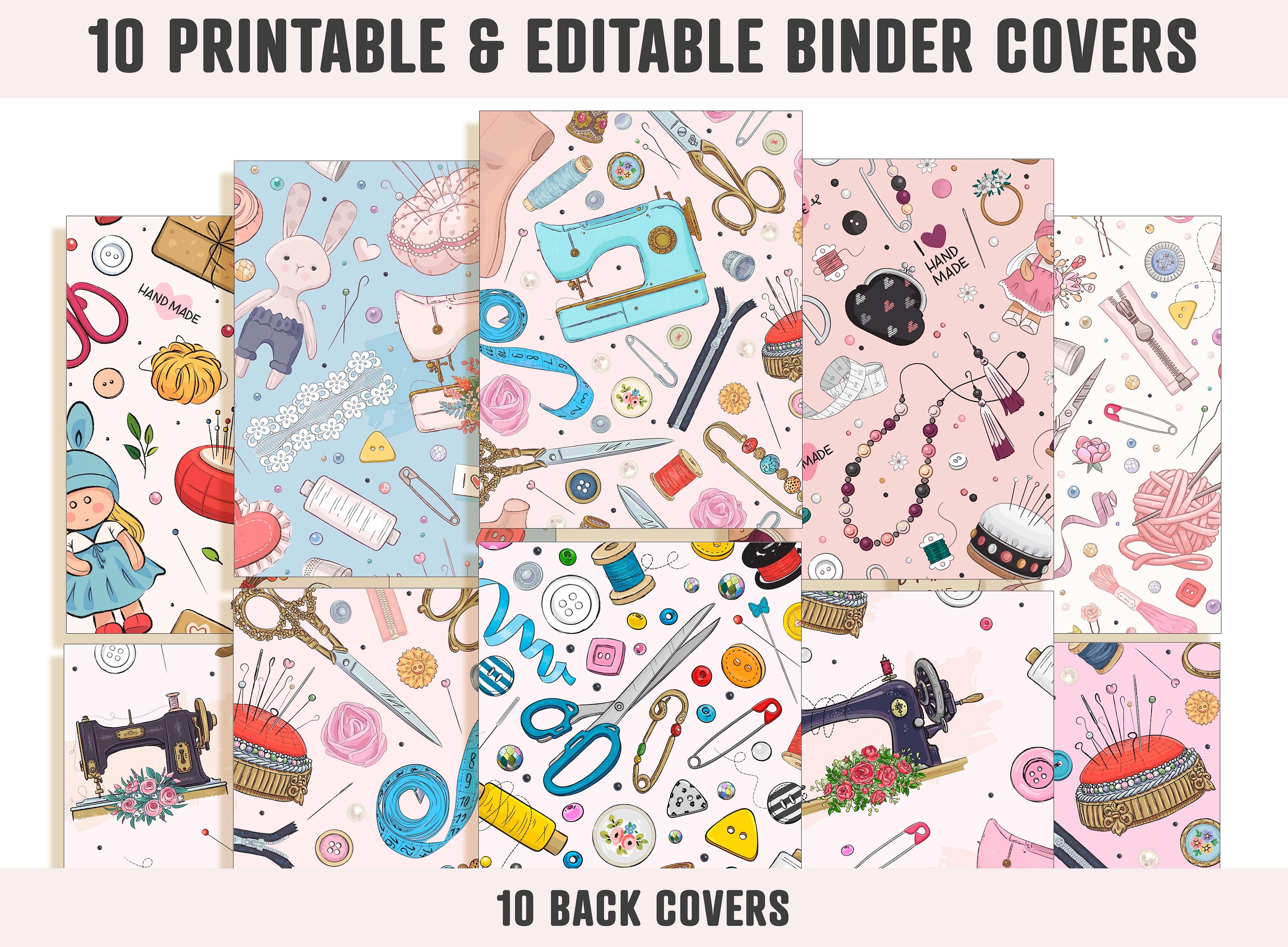 Binder Cover Sewing Pattern 10 Printable/editable - Etsy
