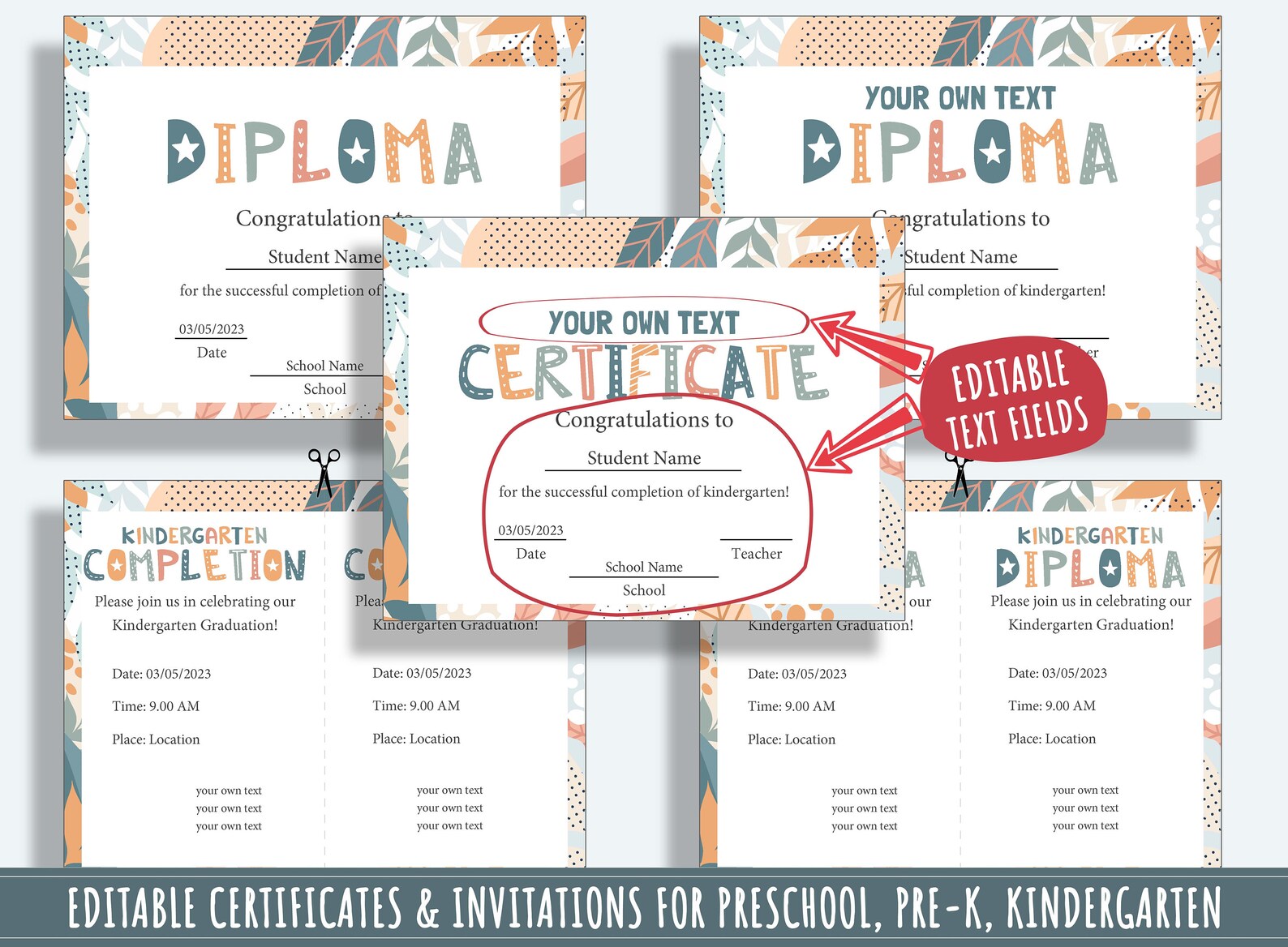 37 Pages of Editable Diploma, Certificate, and Invitation Templates for ...