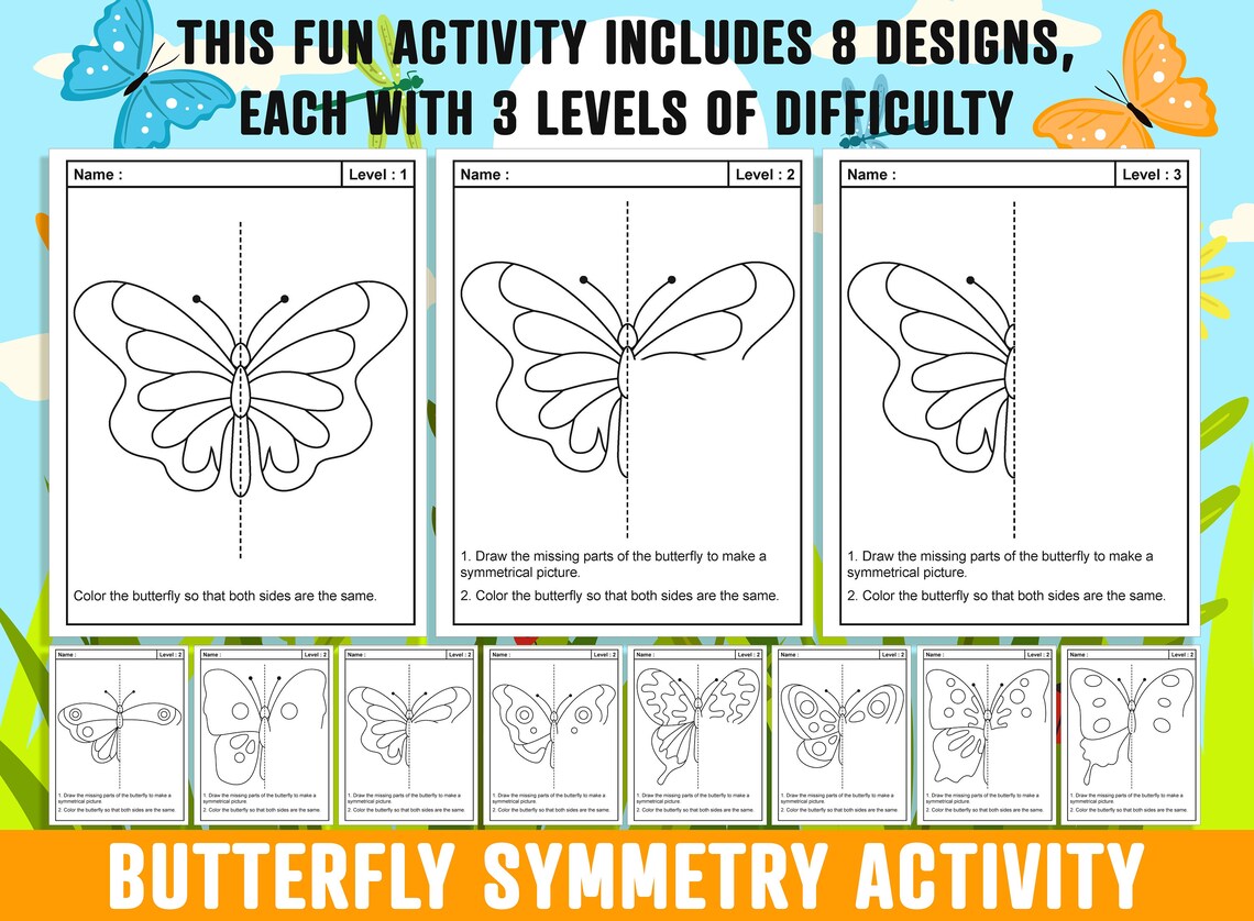 Butterfly Symmetry Art, Spring/summer Butterfly Theme Lines of Symmetry ...