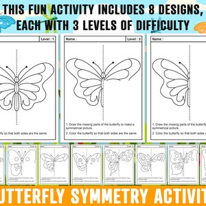 Butterfly Symmetry Art, Spring/summer Butterfly Theme Lines of Symmetry ...