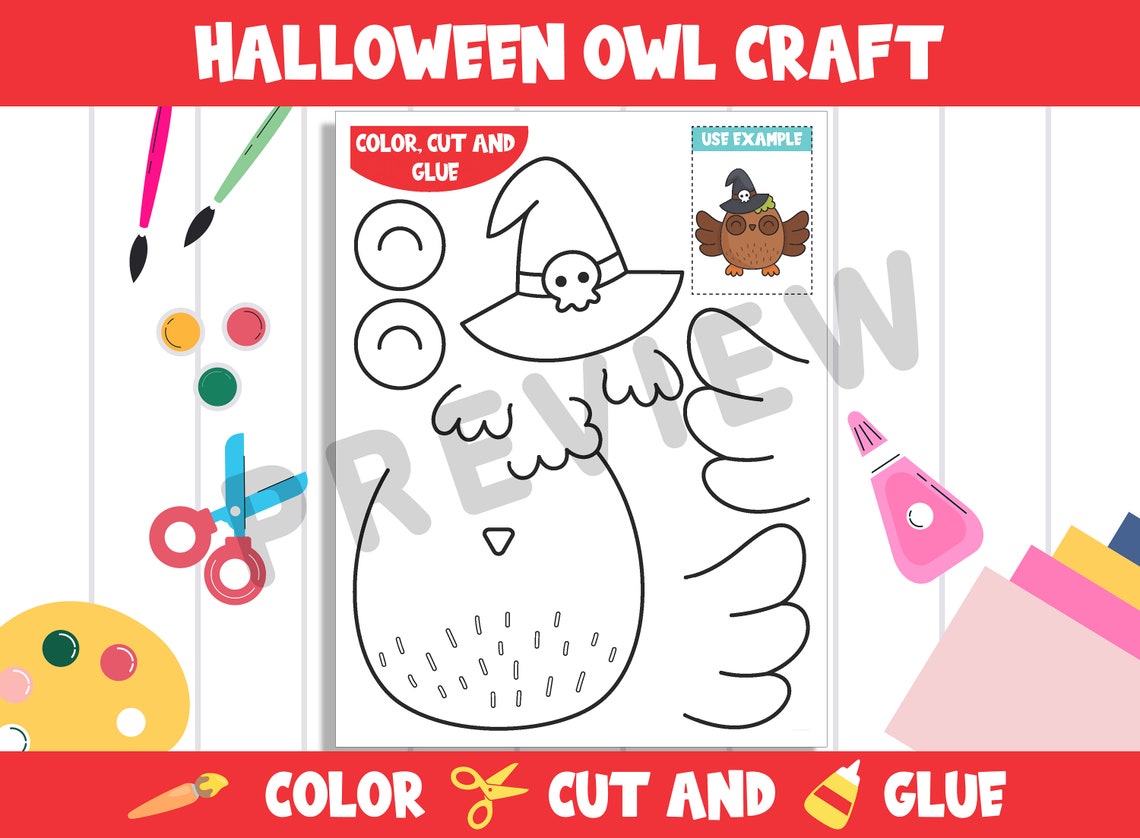 Halloween Owl Craft Activity - Color, Cut, and Glue for Prek to 2nd ...