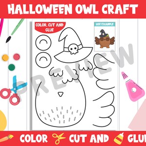 Halloween Owl Craft Activity - Color, Cut, and Glue for Prek to 2nd ...