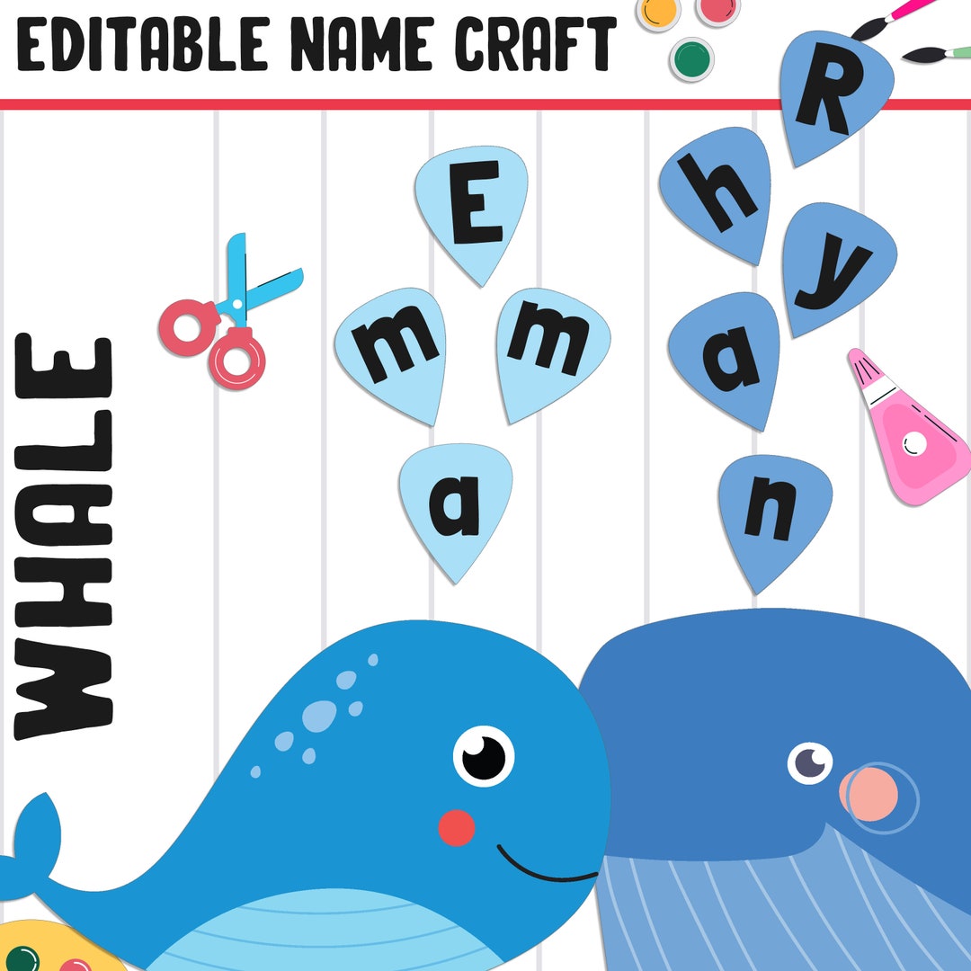 Whale Name Craft Activity: Back to School Bulletin Board, 40 Pages, 5 ...