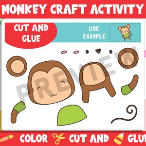 Cute Monkey Craft Activity - Color, Cut, and Glue for Prek to 2nd Grade ...