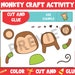 Cute Monkey Craft Activity Color, Cut, and Glue for Prek to 2nd Grade ...
