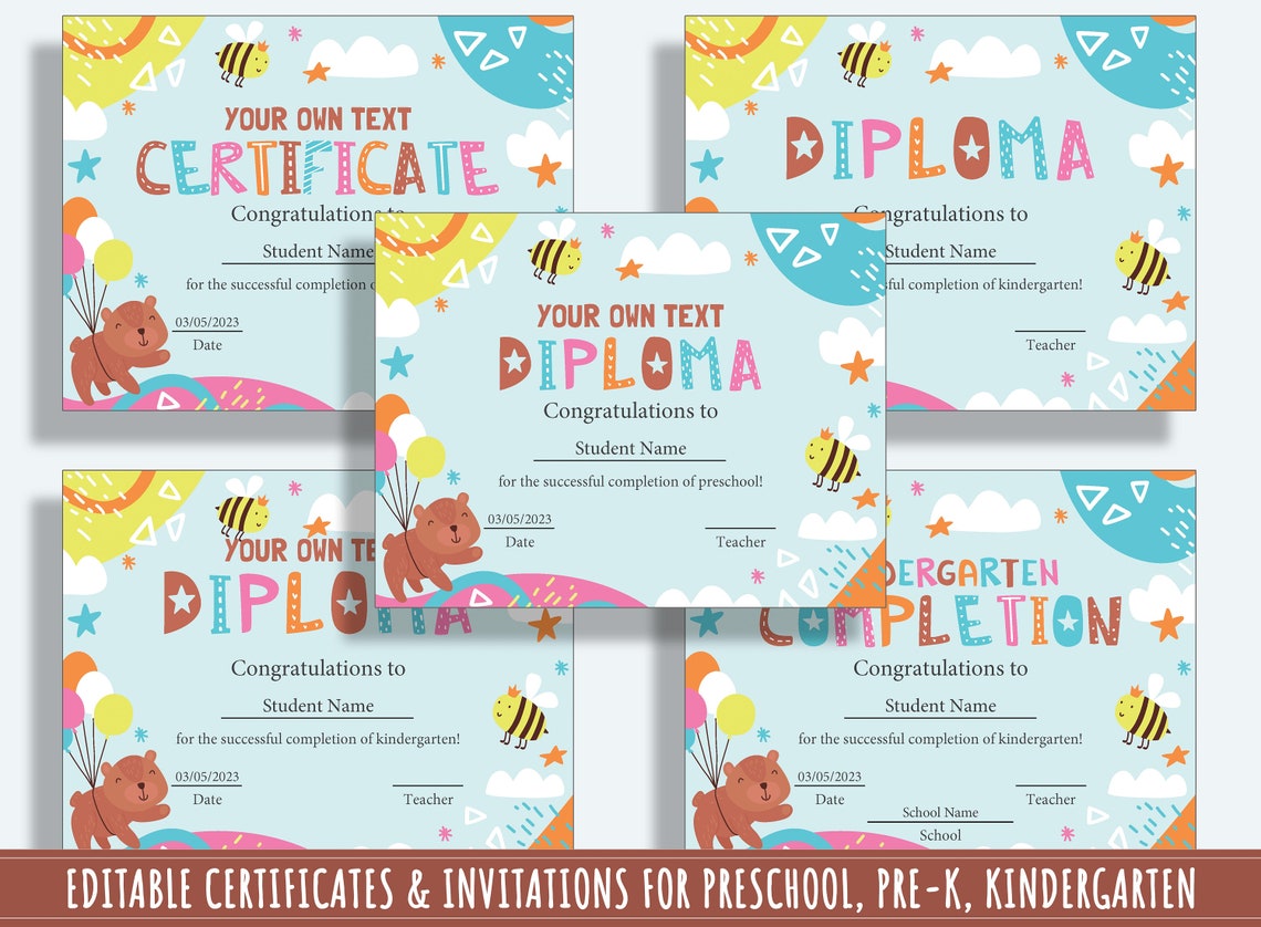 37 Pages of Editable Diploma Certificate and Invitation - Etsy
