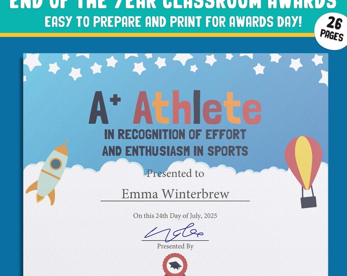 26 Editable Student Awards, End of the Year Classroom Awards Student ...