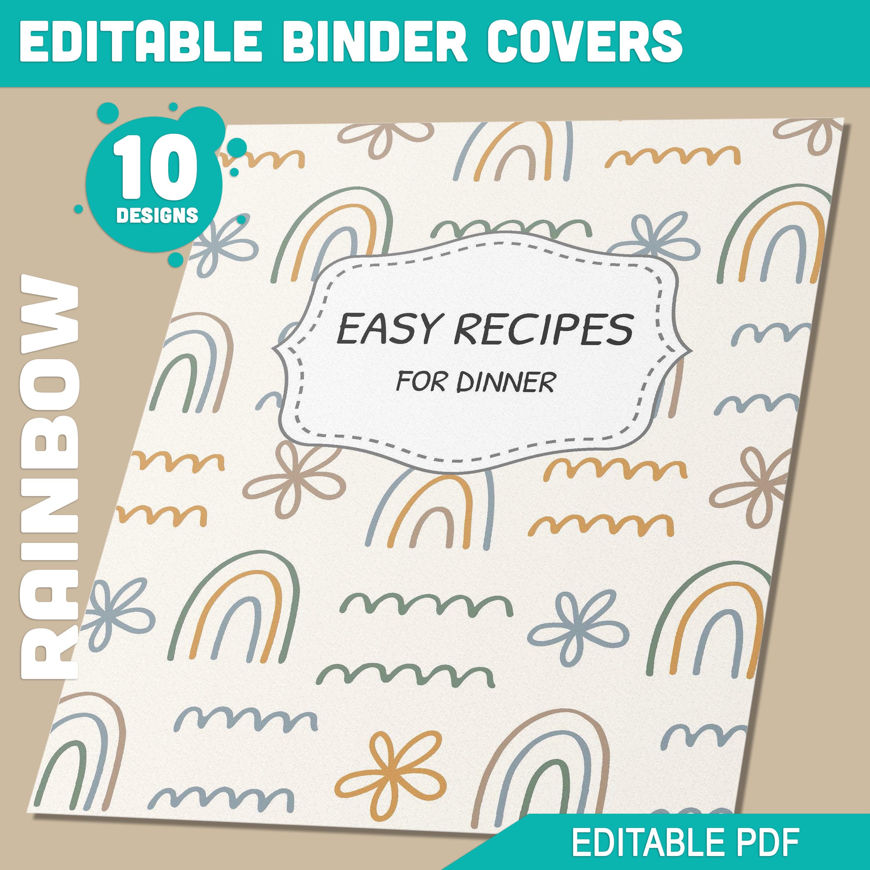 Rainbows Flowers Abstract Geometric Binder Cover, 10 Printable/editable ...