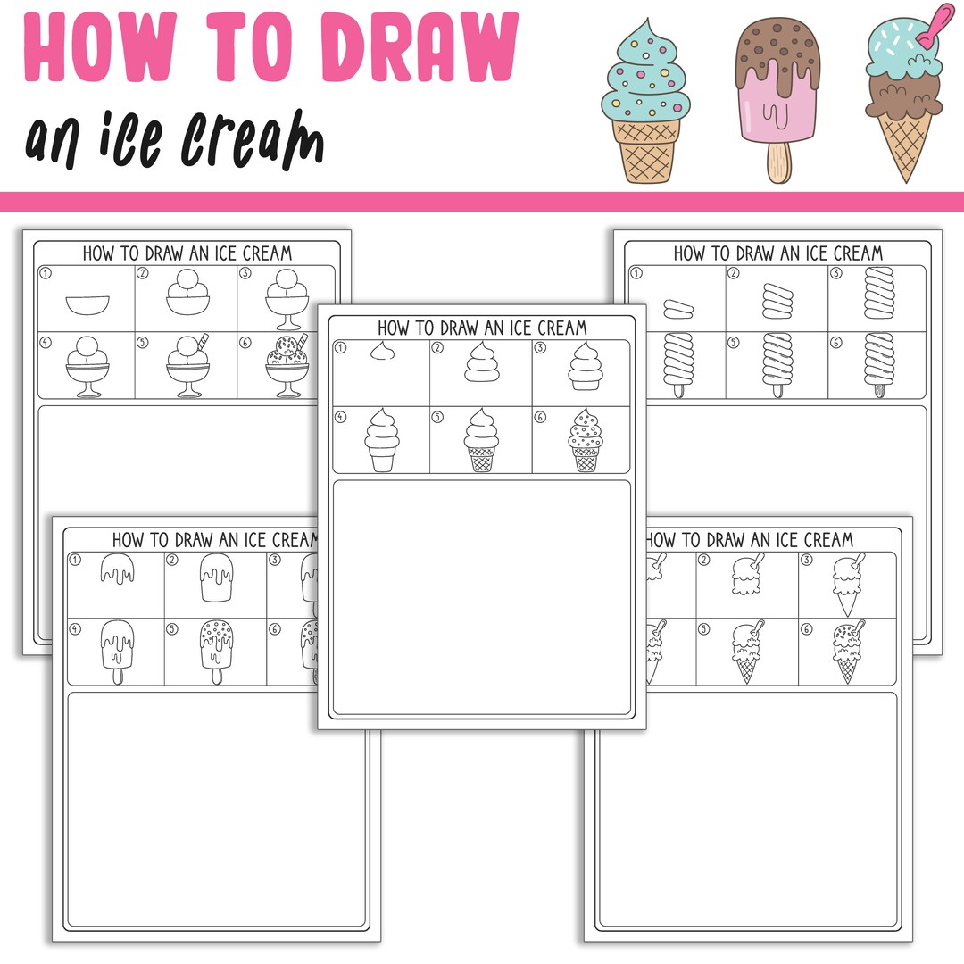 How to Draw an Ice Cream, Directed Drawing Step by Step Tutorial ...