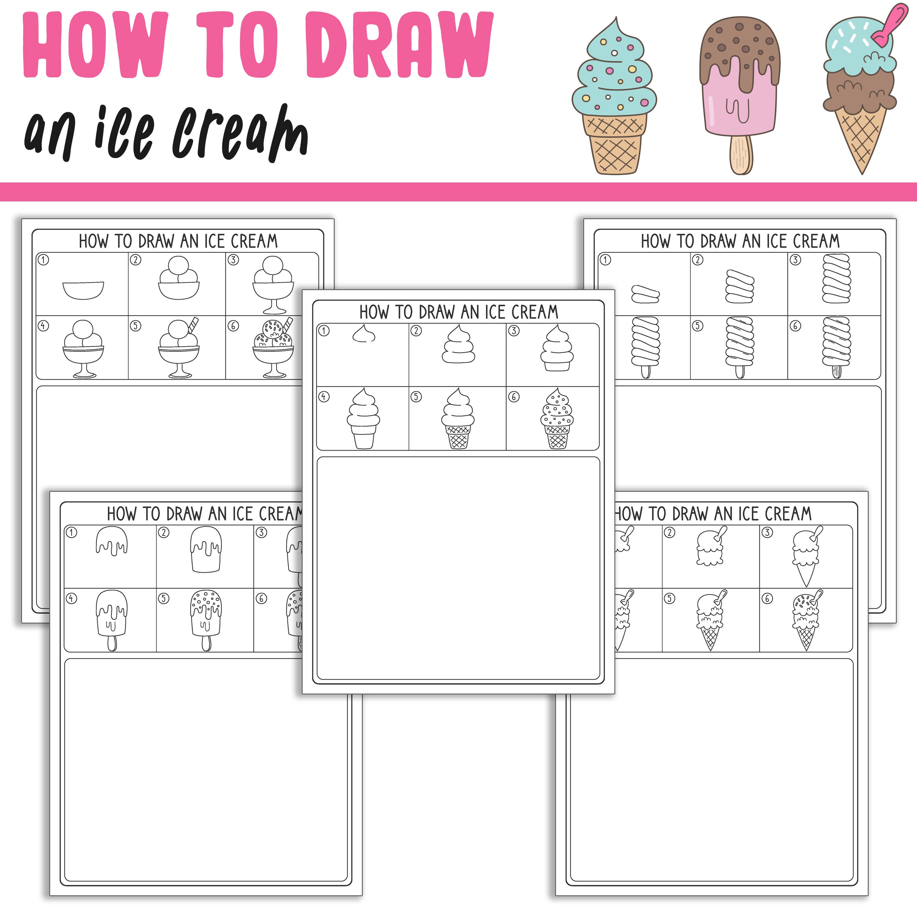 How to Draw an Ice Cream, Directed Drawing Step by Step Tutorial ...