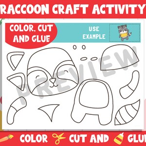 Cute Raccoon Craft Activity - Color, Cut, and Glue for Prek to 2nd ...