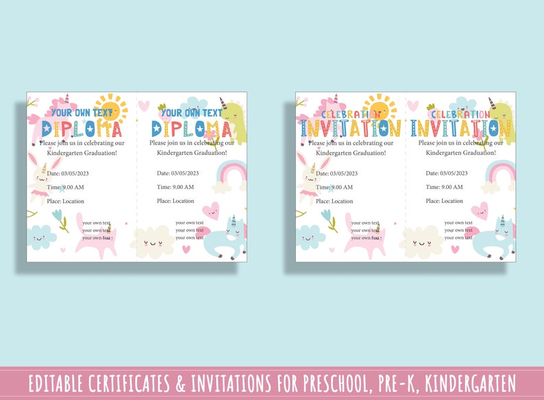Editable Graduation Certificates Diplomas and Invitations - Etsy