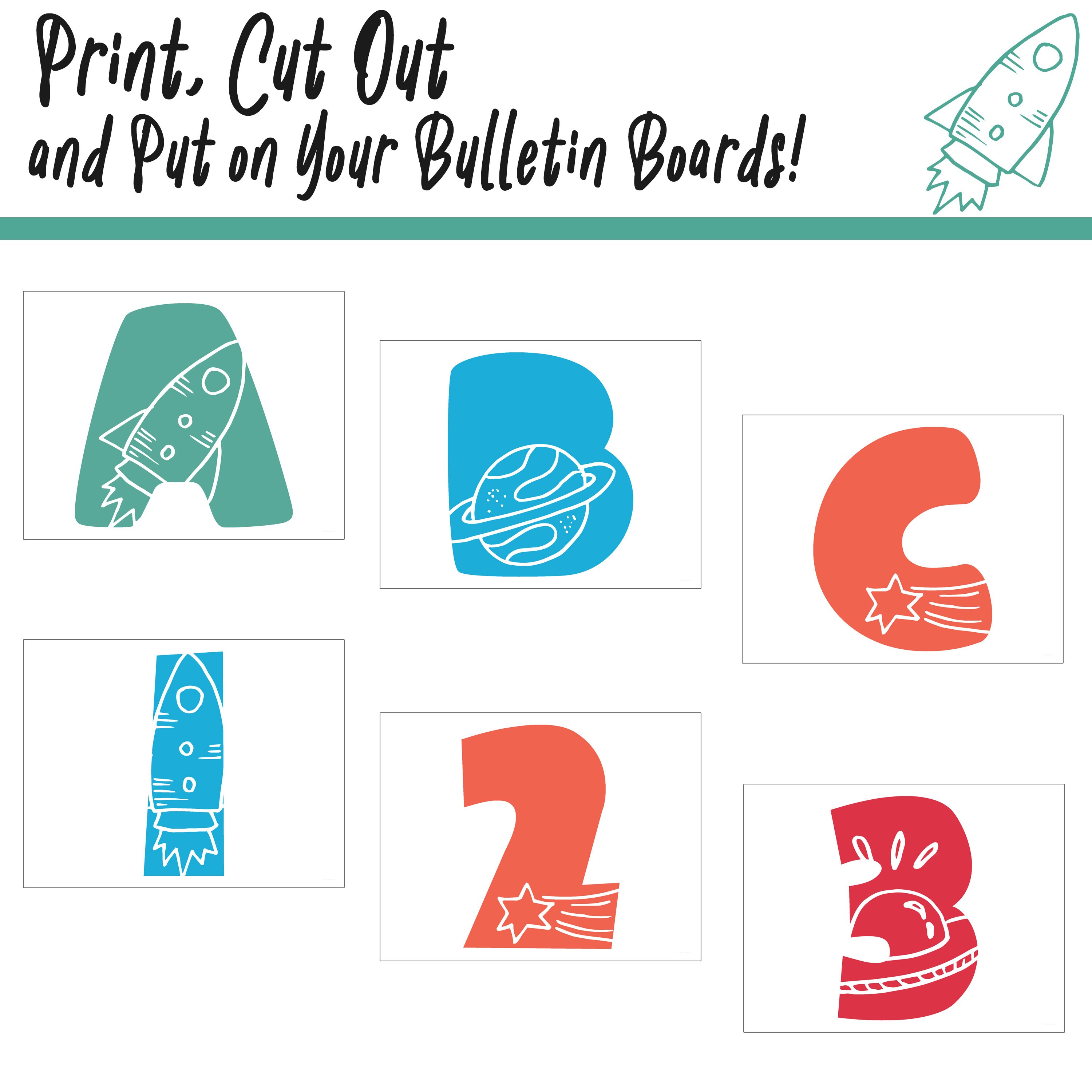 Space Bulletin Board Letters | A - Z, Letters and Numbers,1 and 2 per ...