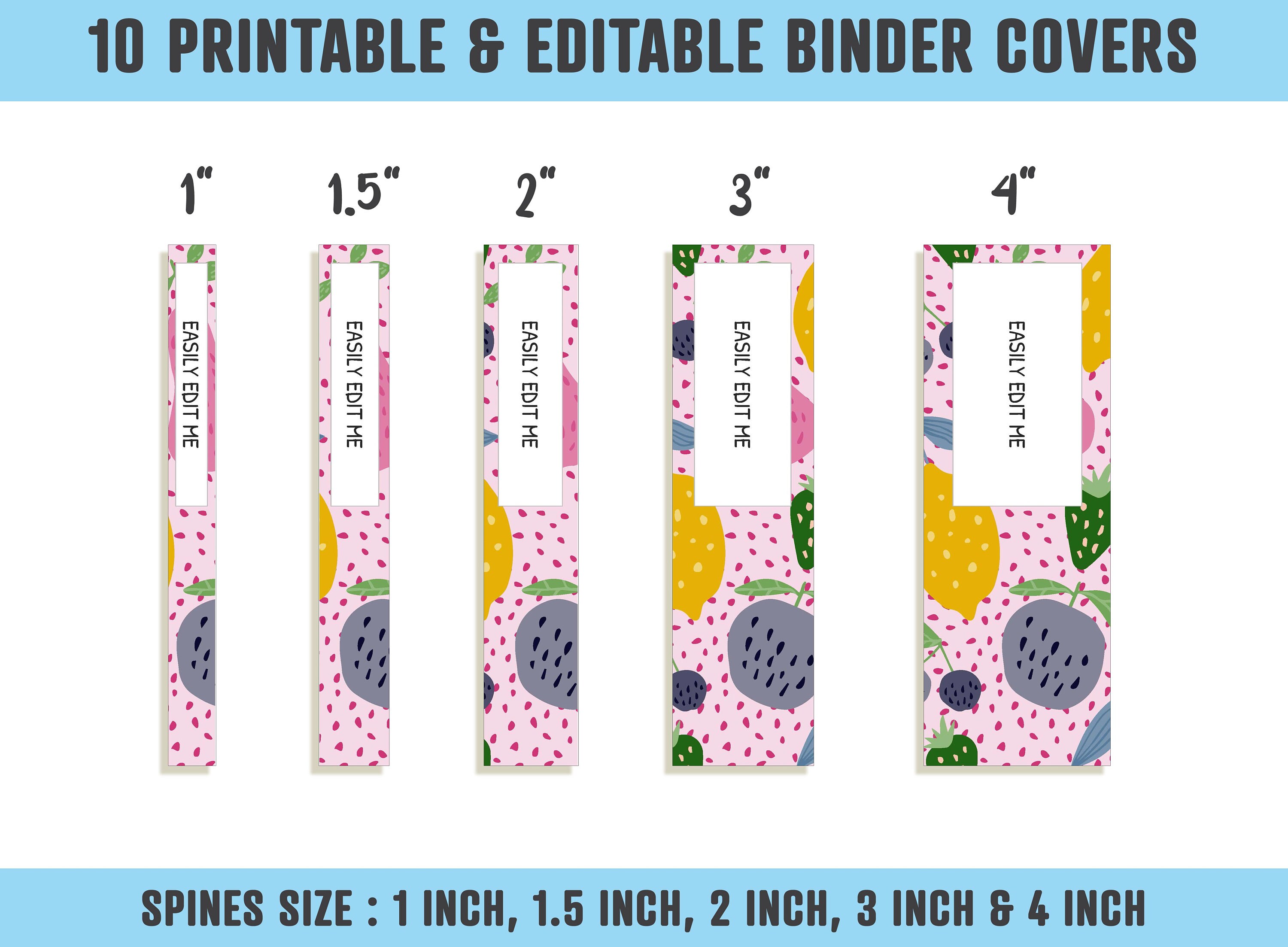 Fruits and Vegetables Binder Cover, 10 Printable Editable Coversspines ...