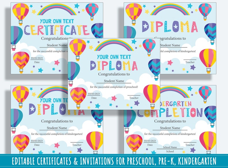 Student Certificates, Editable End of Year Diplomas, Certificates, and ...