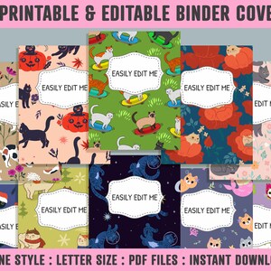 Cute Cats Binder Cover, 10 Printable/editable Binder Covers+spines ...