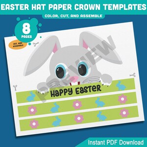 Easter Hat Paper Crown Templates, Printable Headband Craft for Kids ...