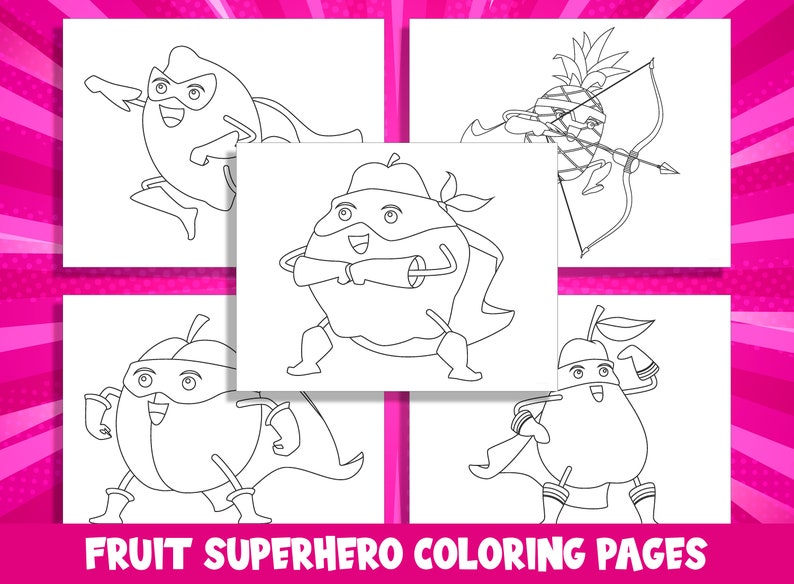 Fruit Superhero Coloring Pages: 20 High-resolution Fruity Heroes to ...
