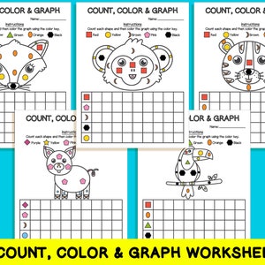 40 Count, Color & Graph Worksheets, Count and Graph Shapes Worksheets ...