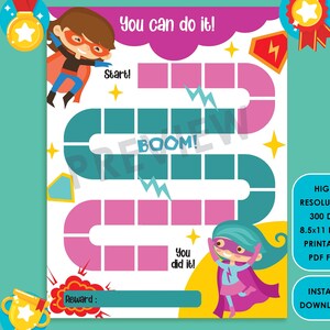 Printable Kids Superhero Reward Chart for Kids, a Way of Guiding ...