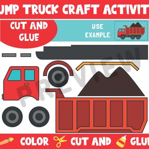 Dump Truck Craft Activity - Color, Cut, and Glue for Prek to 2nd Grade ...