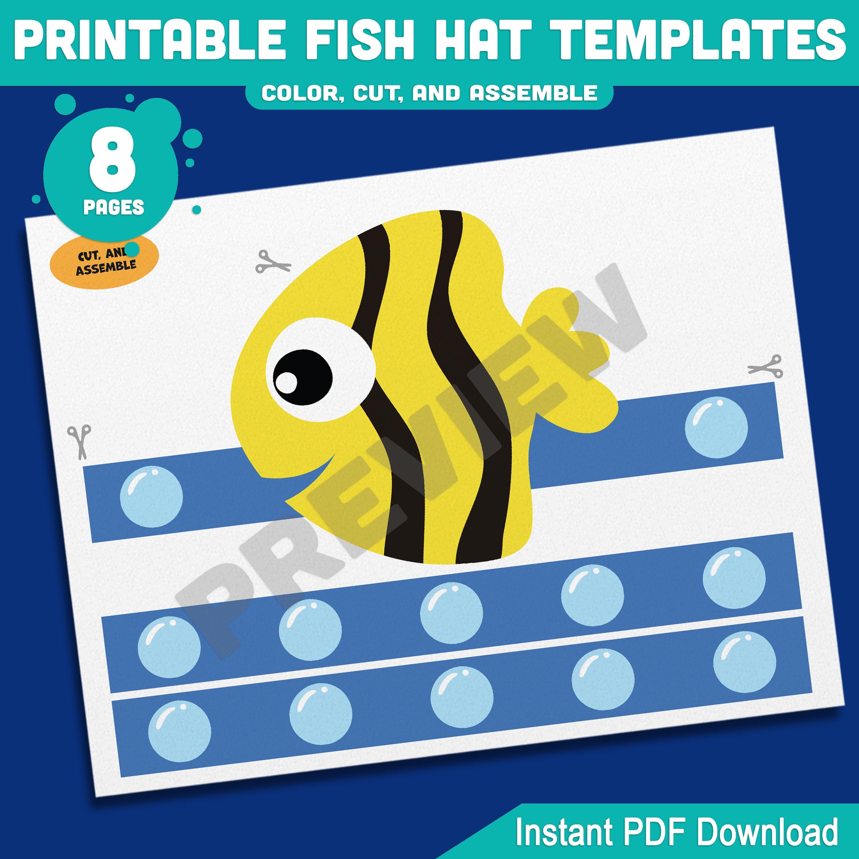 Printable Fish Crown Hat Templates – 8 Ocean-themed Headband Pages in ...