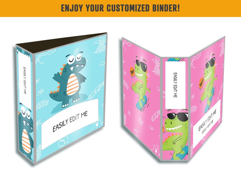 Dinosaur Binder Cover, 10 Printable & Editable Covers+spines, Binder ...