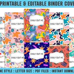 Abstract Binder Cover, 10 Printable & Editable Coversspines, Binder ...