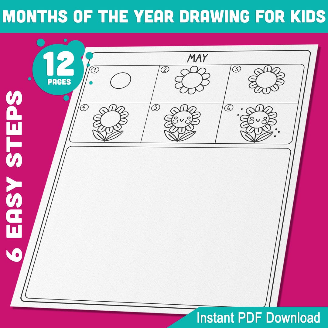 Months of the Year Drawing for Kids: 12-month Step-by-step How to Draw ...