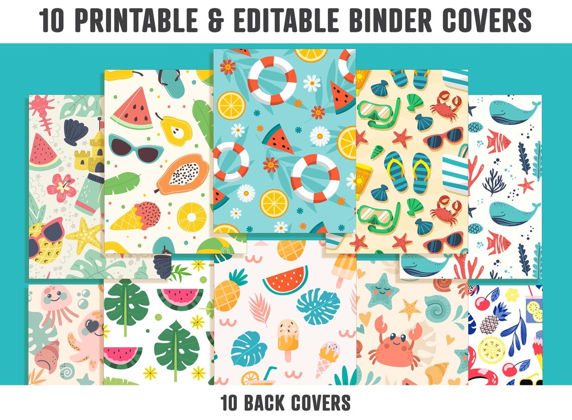 Binder Cover Template 10 Printable/editable Binder - Etsy