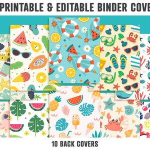 Binder Cover Template, 10 Printable/editable Binder Covers+spines ...