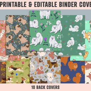 Dogs and Flowers Binder Cover, 10 Printable/editable Binder Covers ...
