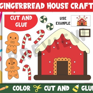 Gingerbread House Craft for Kids: Color Cut and Glue PDF - Etsy