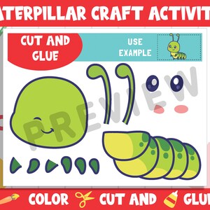 Cute Caterpillar Craft Activity - Color, Cut, and Glue for Prek to 2nd ...