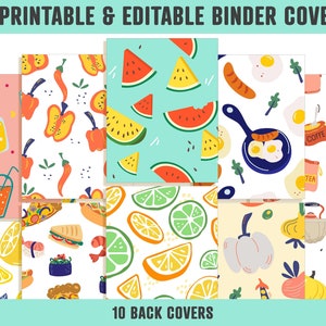 Food Binder Cover, 10 Printable/editable Covers+spines, Teacher/school ...
