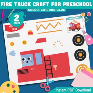 Fire Truck Craft for Preschool: Fun DIY Color, Cut, and Glue Activity ...